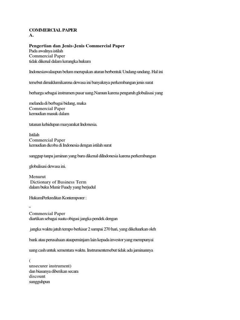 Karakteristik dan Penerbitan Commercial Paper | PDF