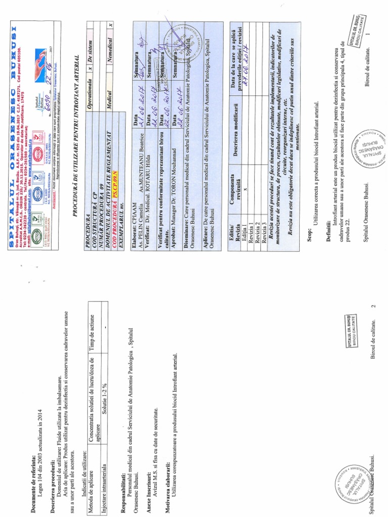 Procedura de Utilizare Introfiant Arterial | PDF