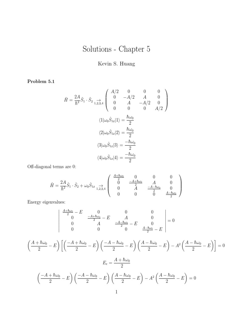 Energy Levels of Two Spin-1/2 Particles | PDF | Modern Physics ...