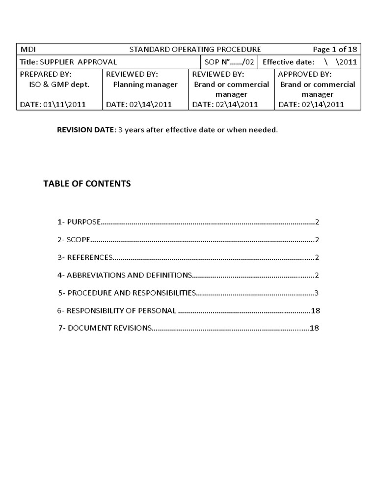 Supplier Approval SOP | PDF | Specification (Technical Standard) | Quality Assurance