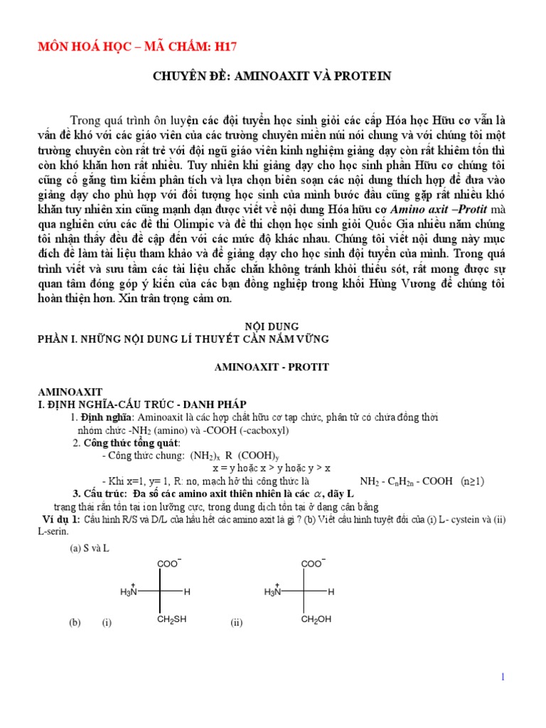 Amino Axit Và Protein PDF | PDF