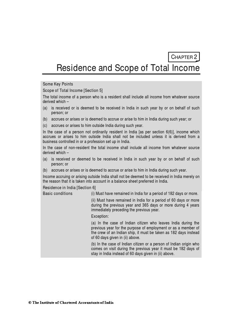 1328866787Chp 2 - Residence and Scope of Total Income | PDF | Employee ...