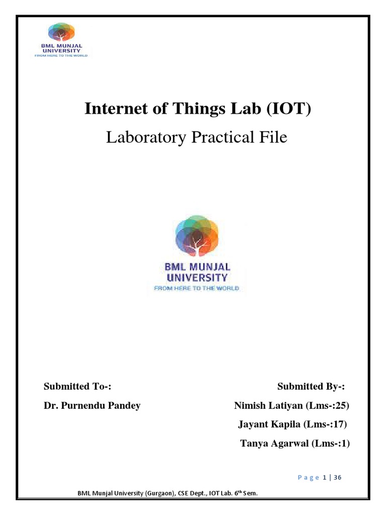 Internet of Things Lab (IOT) : Laboratory Practical File | PDF ...