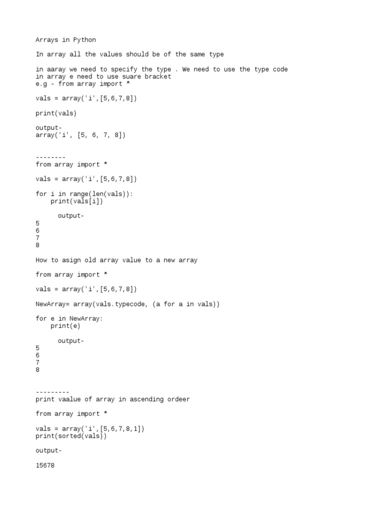 Python Practice Array | PDF | Array Data Type | Data Type