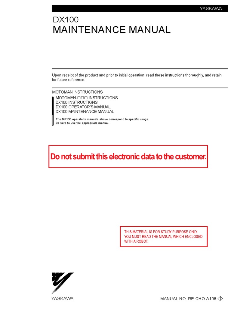 DX100 Maintenance Manual 2 PDF | PDF | Power Supply | Input/Output