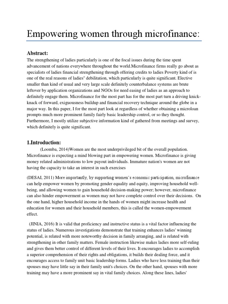 Empowering Women Through Microfinance | PDF | Microfinance | Empowerment