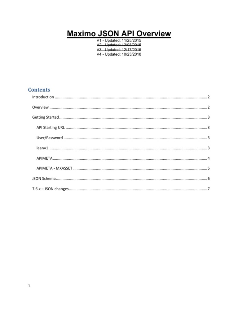 Maximo JSON API Overview | PDF | Json | Application Programming Interface