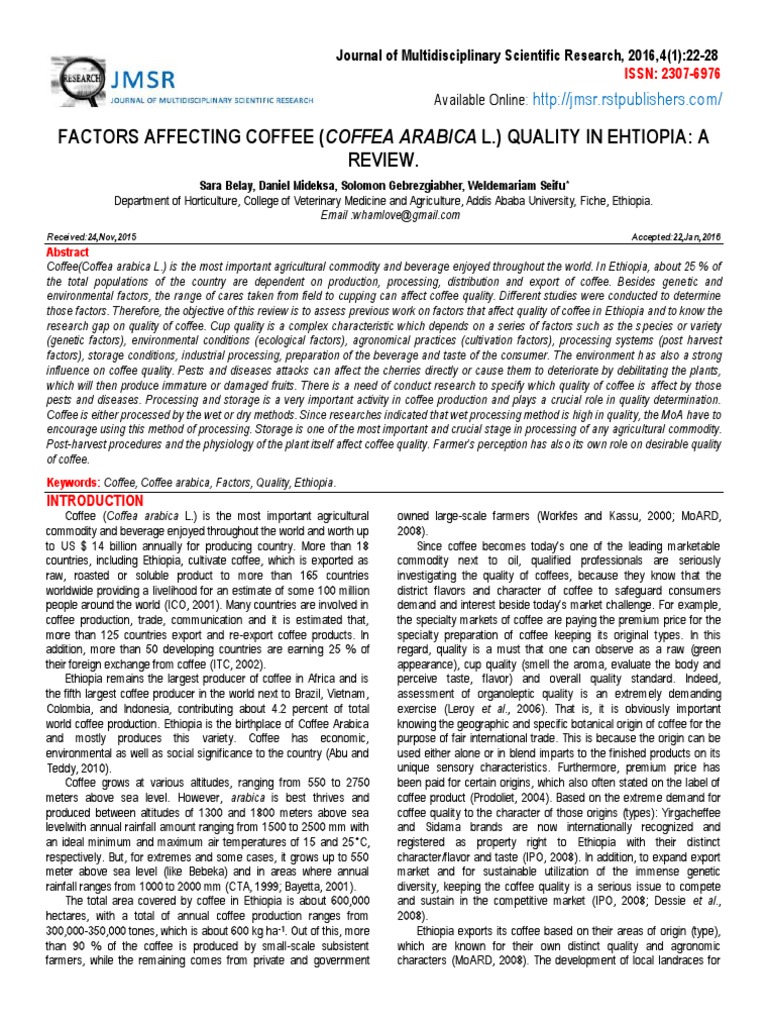 Factors Affecting Coffee Coffea Arabica | PDF | Coffee | Soil
