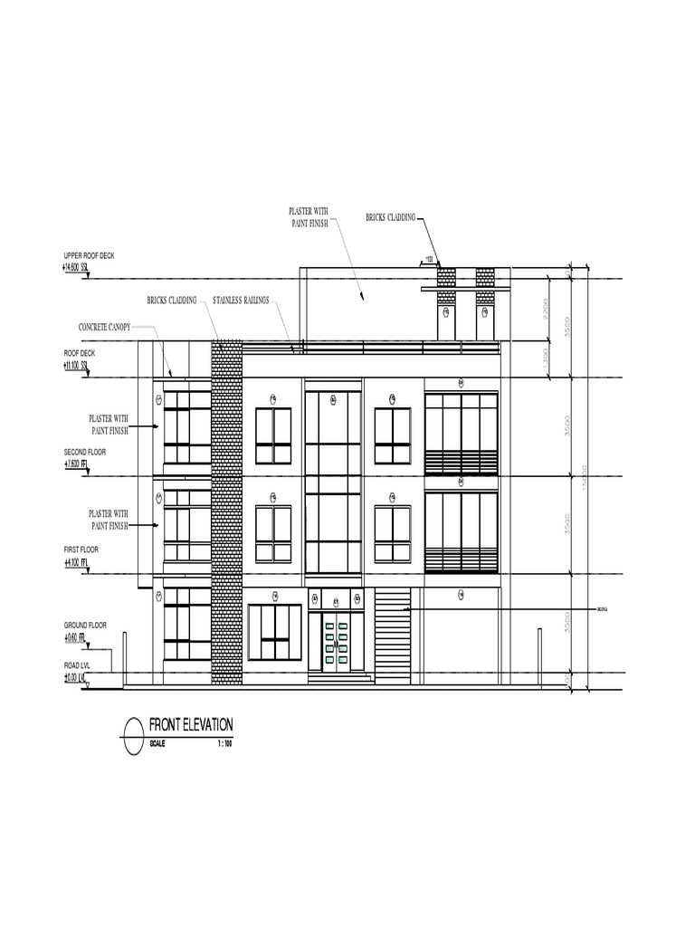 Front Elevation Front Elevation: Bricks Cladding Plaster With Paint ...