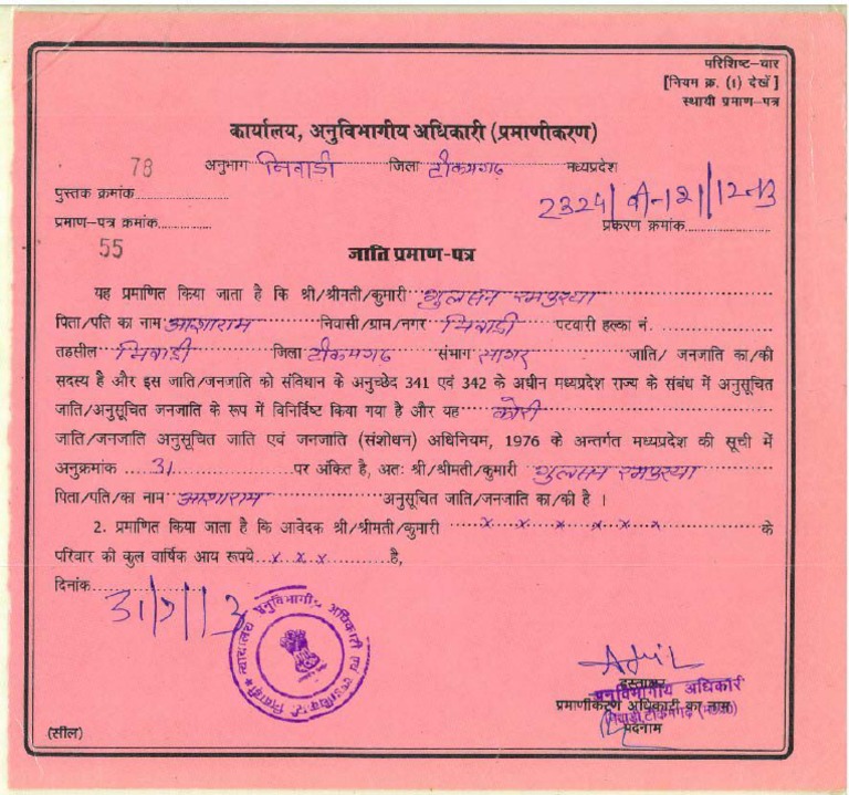 Caste Certificate PDF | PDF