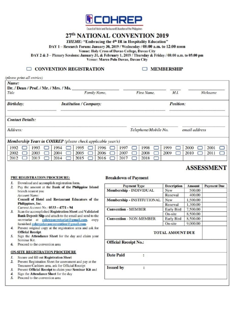 COHREP Registration Form | PDF