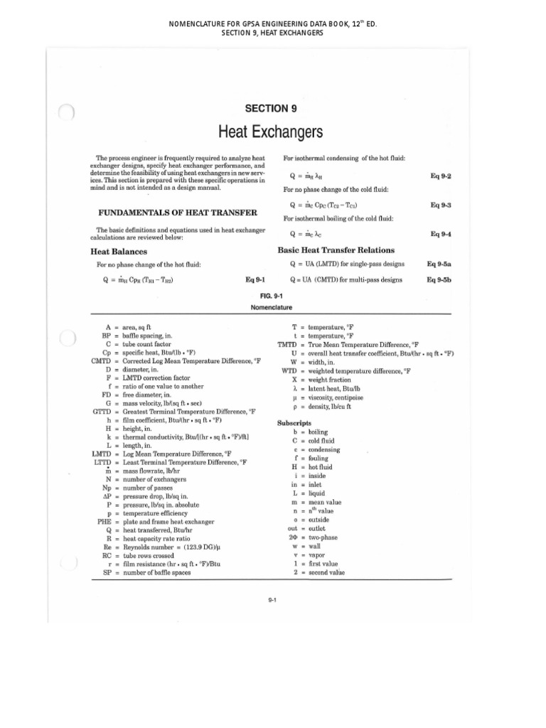 Nomenclature For Gpsa Engineering Data Book, 12 ED. Section 9, Heat Exchangers | PDF | Propane ...