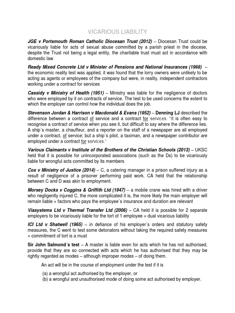 Vicarious Liability Cases | PDF | Vicarious Liability | Government ...