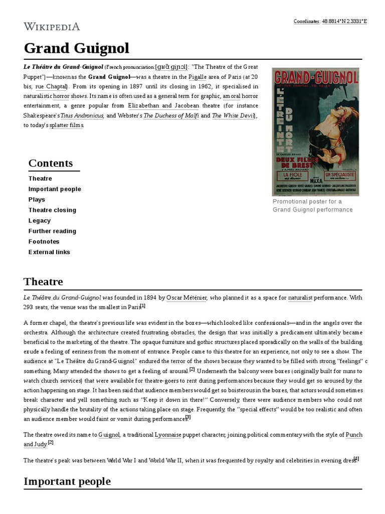 Le Théâtre Du Grand-Guignol ( | PDF | Entertainment | Performing Arts