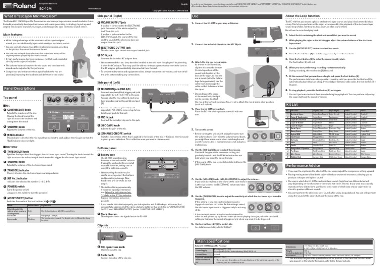 What Is "Elcajon Mic Processor" Use Ec-10M: Side Panel (Right) About ...