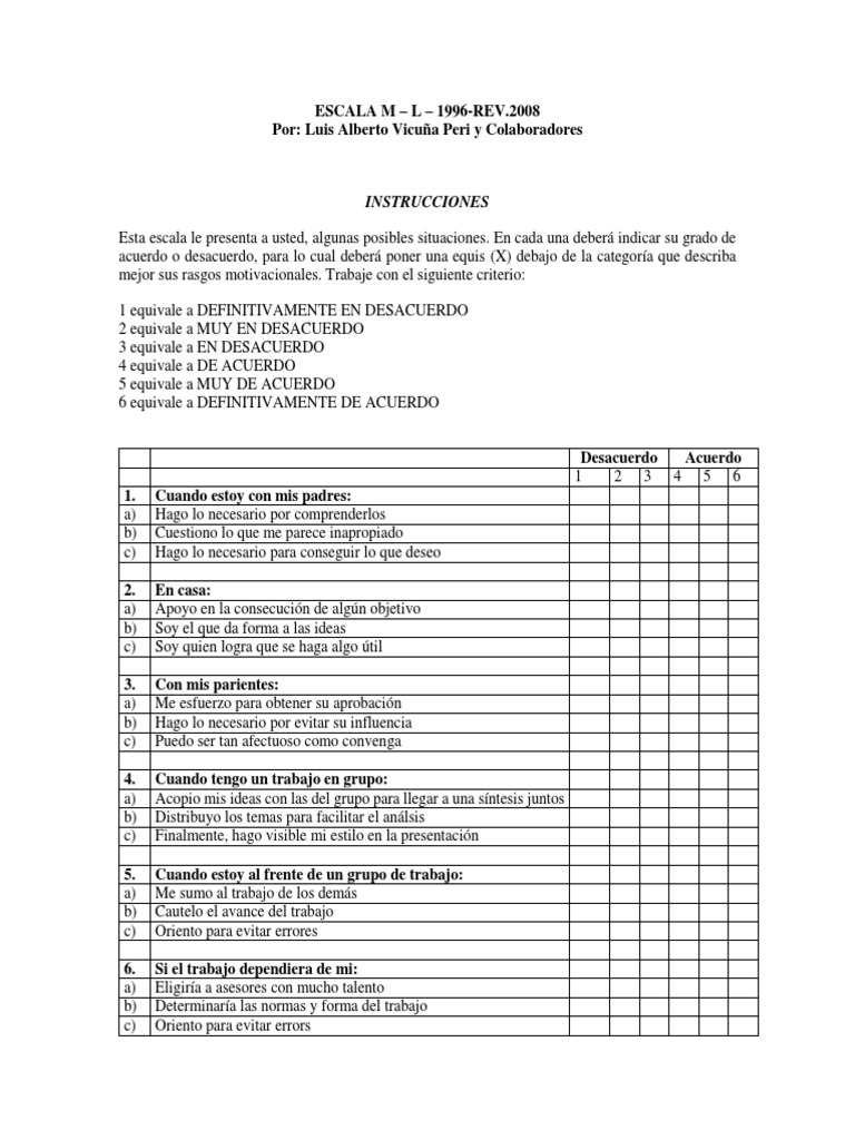 Escala de Motivación | PDF