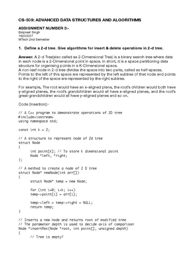 Cs-509: Advanced Data Structures and Algorithms: Assignment Number 3 ...