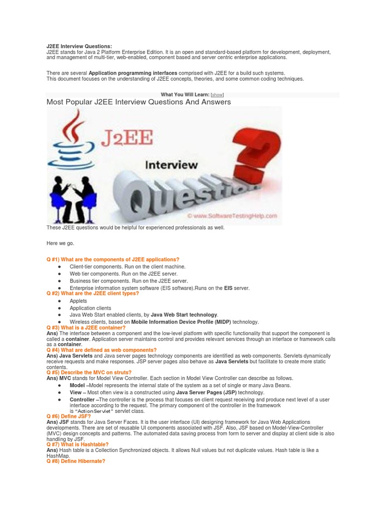 Top 40 J2EE Interview Questions | PDF | Inheritance (Object Oriented ...