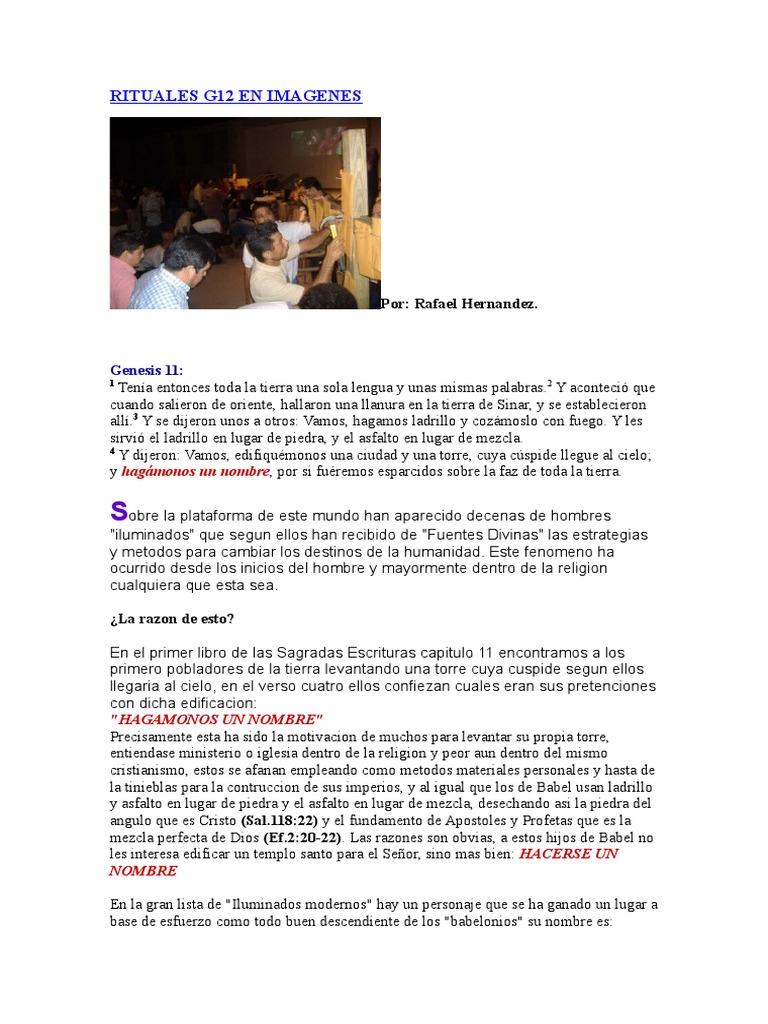 Crítica a Rituales G12 y César Castellanos | PDF | Biblia | Religión y ...