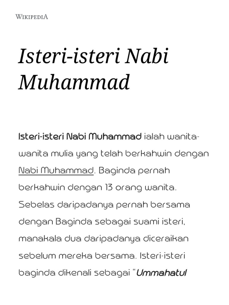 Isteri-Isteri Nabi Muhammad | PDF