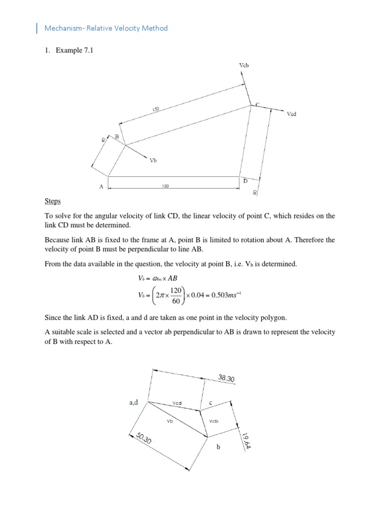 Mechanism-Relative Velocity Method: V AB V Ms | PDF | Acceleration | Euclidean Vector