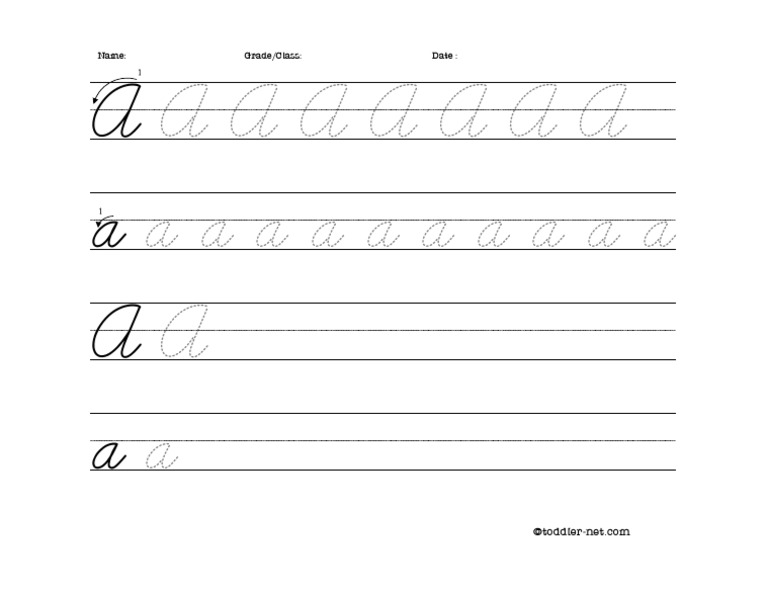 Cursive Letter-A Trace PDF | PDF