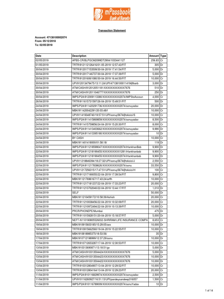 364 Bob Statement PDF | PDF | Money | Banking Technology
