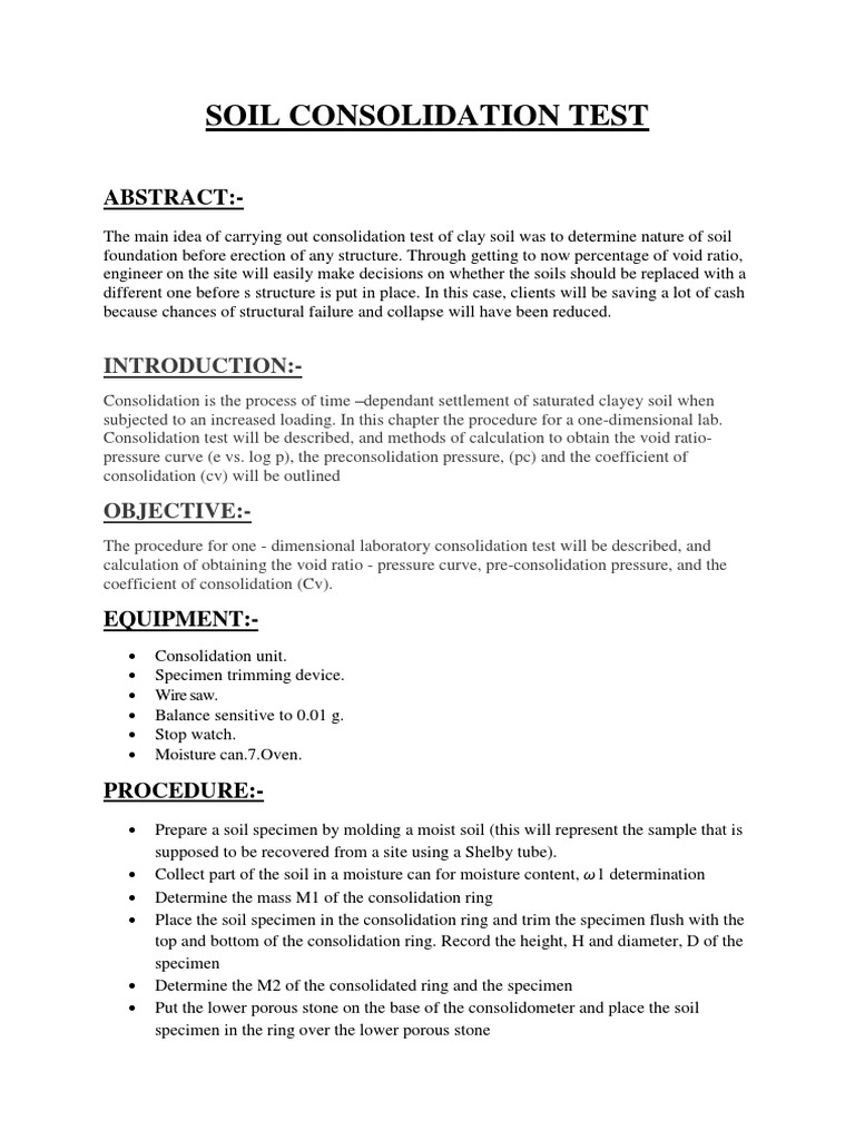 Soil Consolidation Test | PDF | Soil | Materials