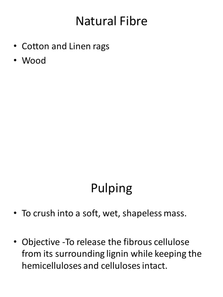 Natural Fibre: - Cotton and Linen Rags - Wood | PDF | Pulp (Paper) | Paper