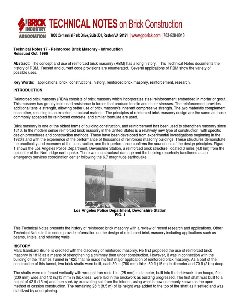 History and Applications of Reinforced Brick Masonry | PDF | Masonry ...