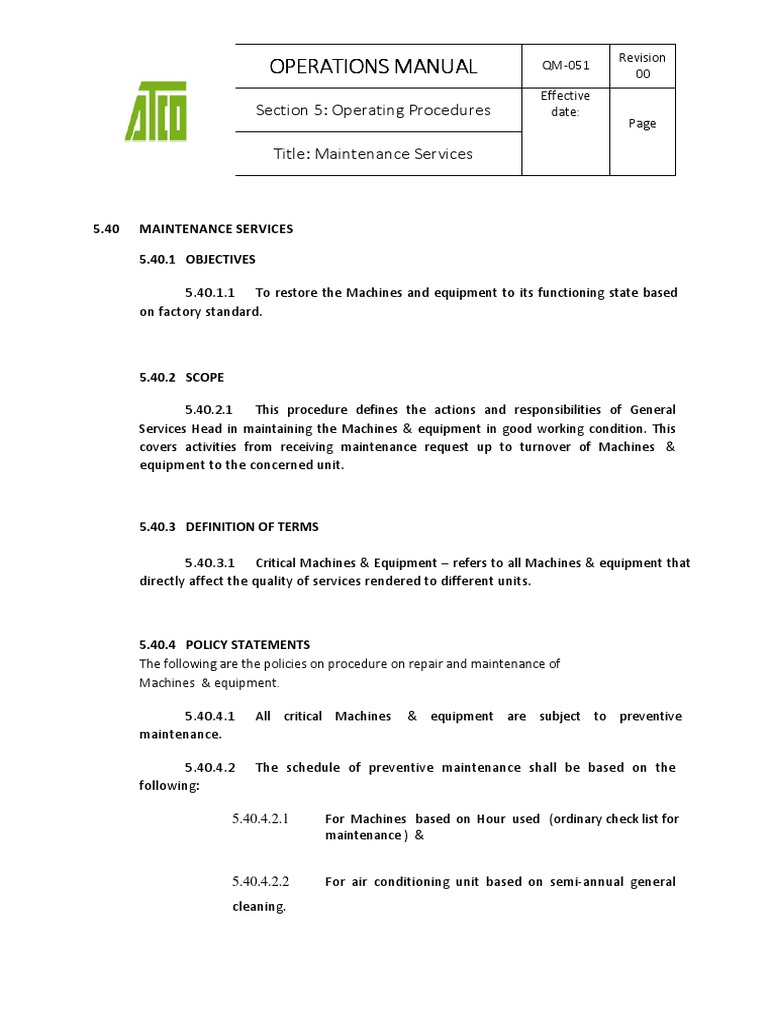 Maintenance Procedure PDF | PDF | Procurement | Government