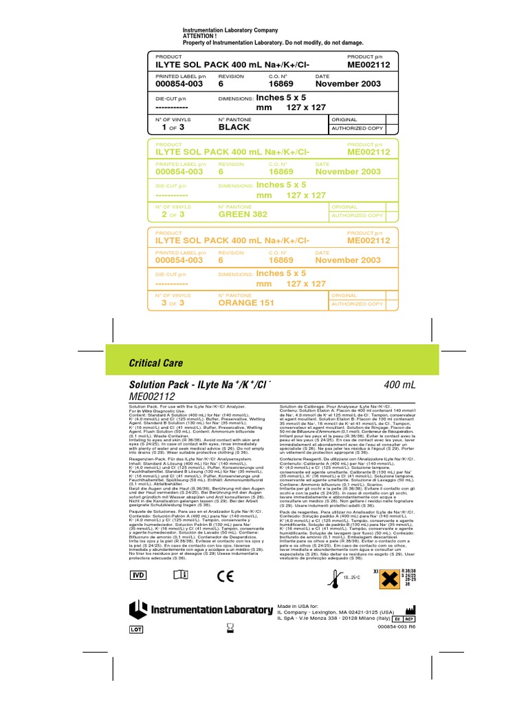 Solution Pack ILyte Na K CL | PDF | Molar Concentration | Chemistry