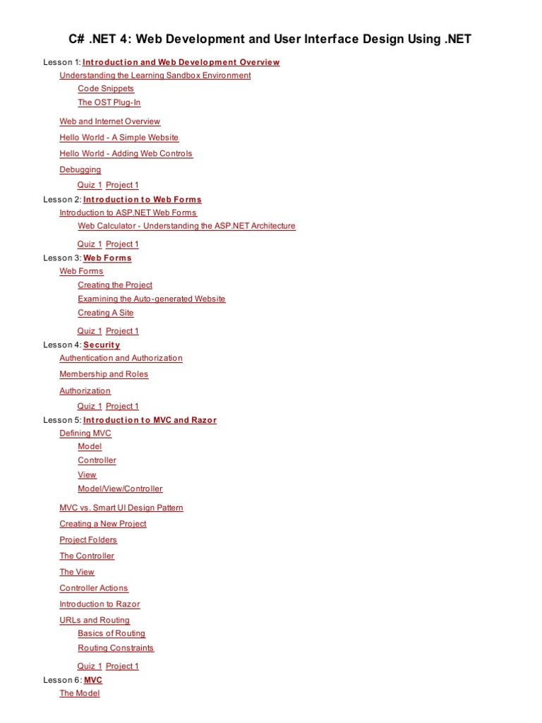 C .NET 4 Web Development and User Interface Design Using .NET v1 PDF ...