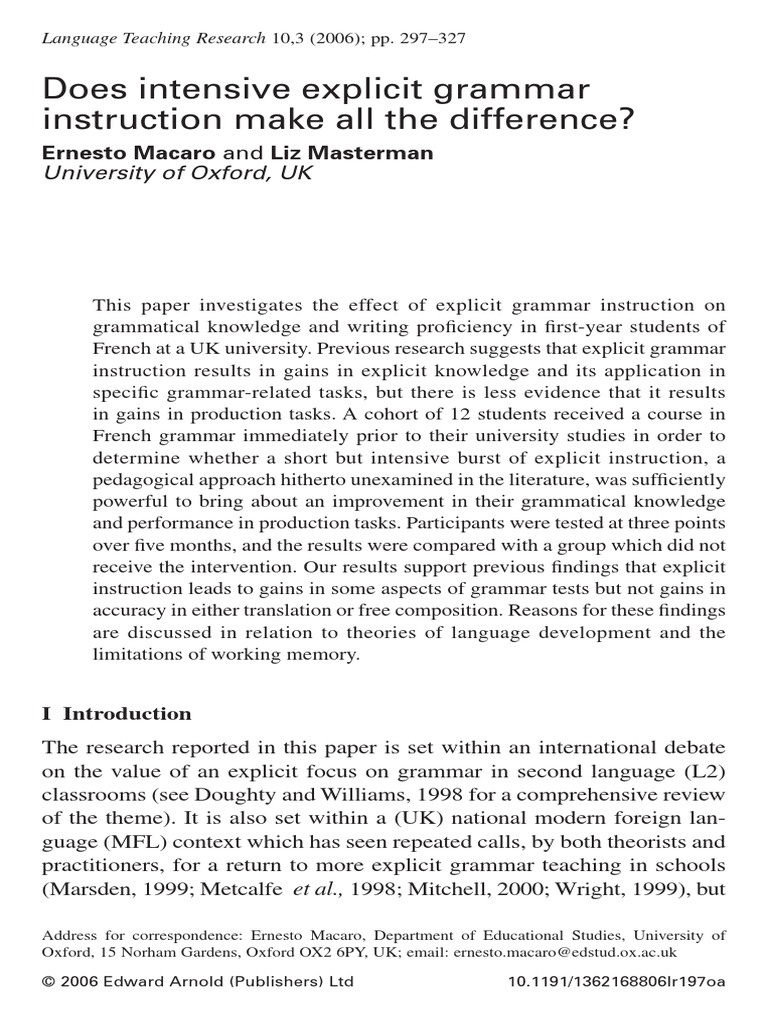Intensive Grammar Teaching | PDF | Effect Size | Second Language