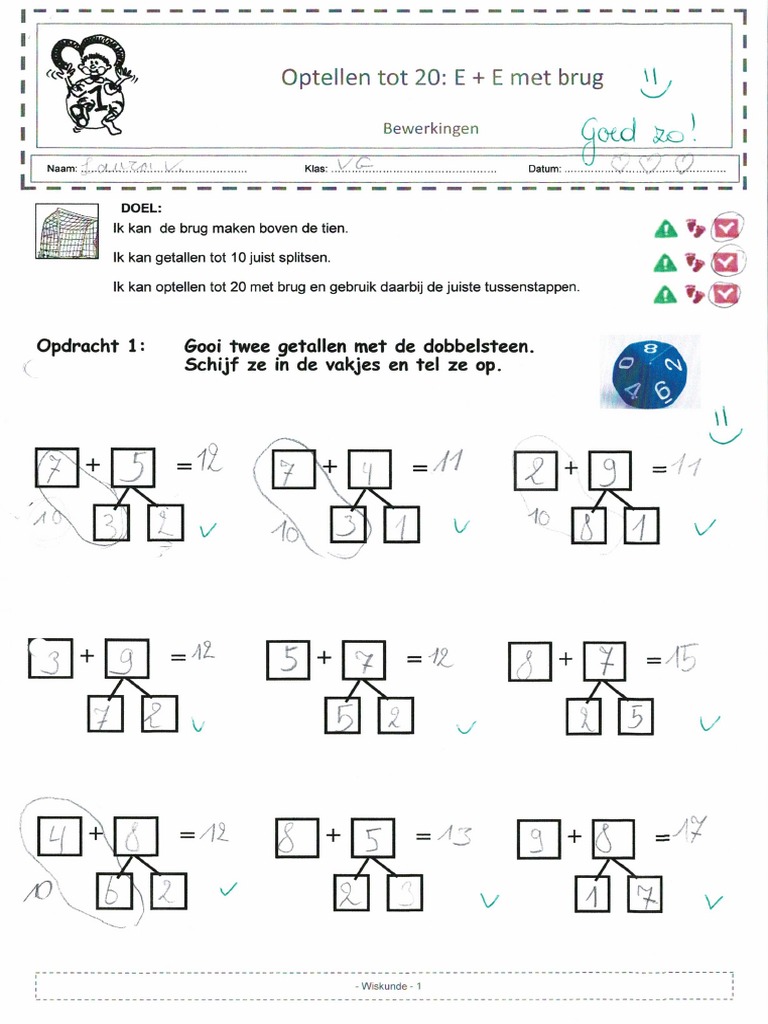 Wiskunde Werkbladen Optellen 1e Klas Bundel Wiskunde Werkblad