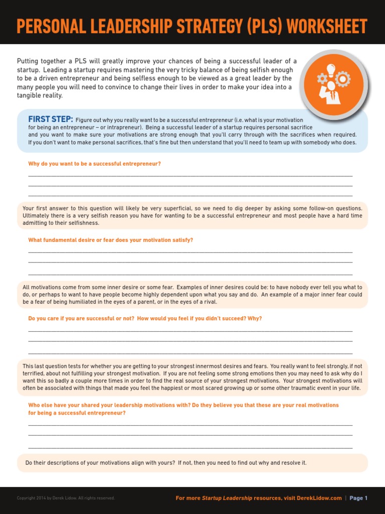 Personal Leadership Strategy Worksheet | PDF | Leadership | Motivation