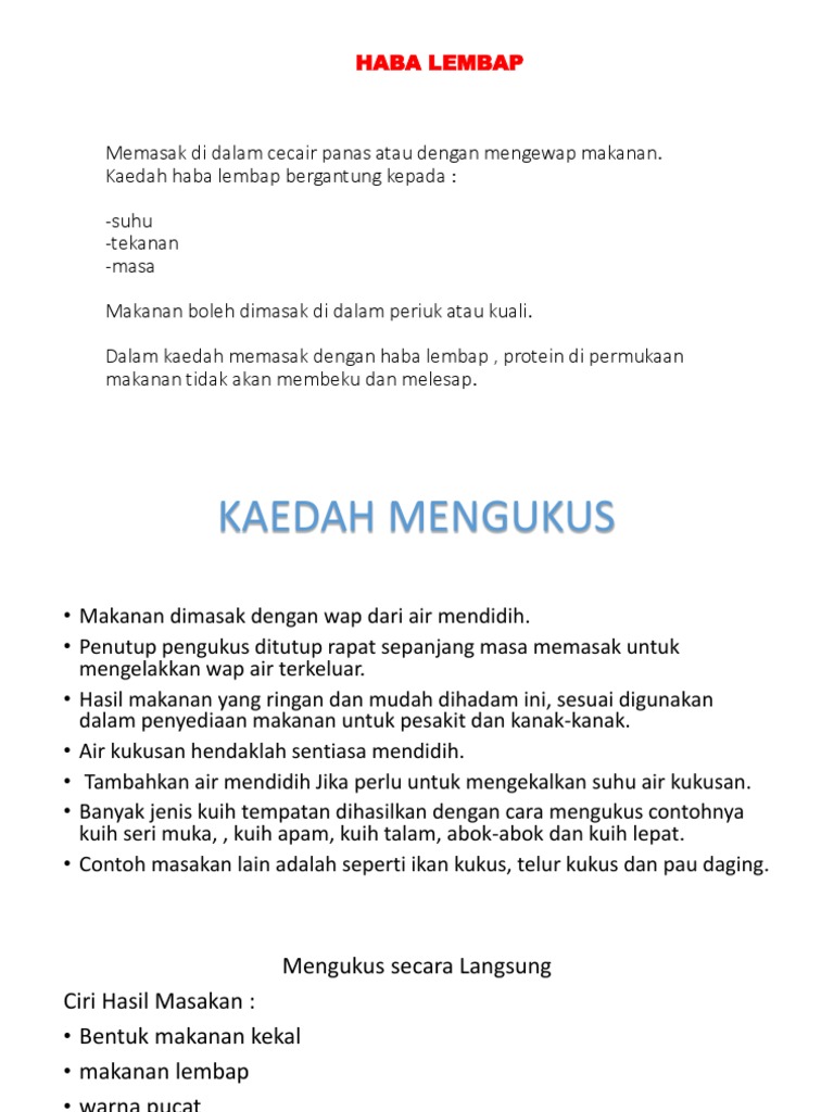 Kaedah Dan Prinsip Memasak (Haba Lembap) | PDF
