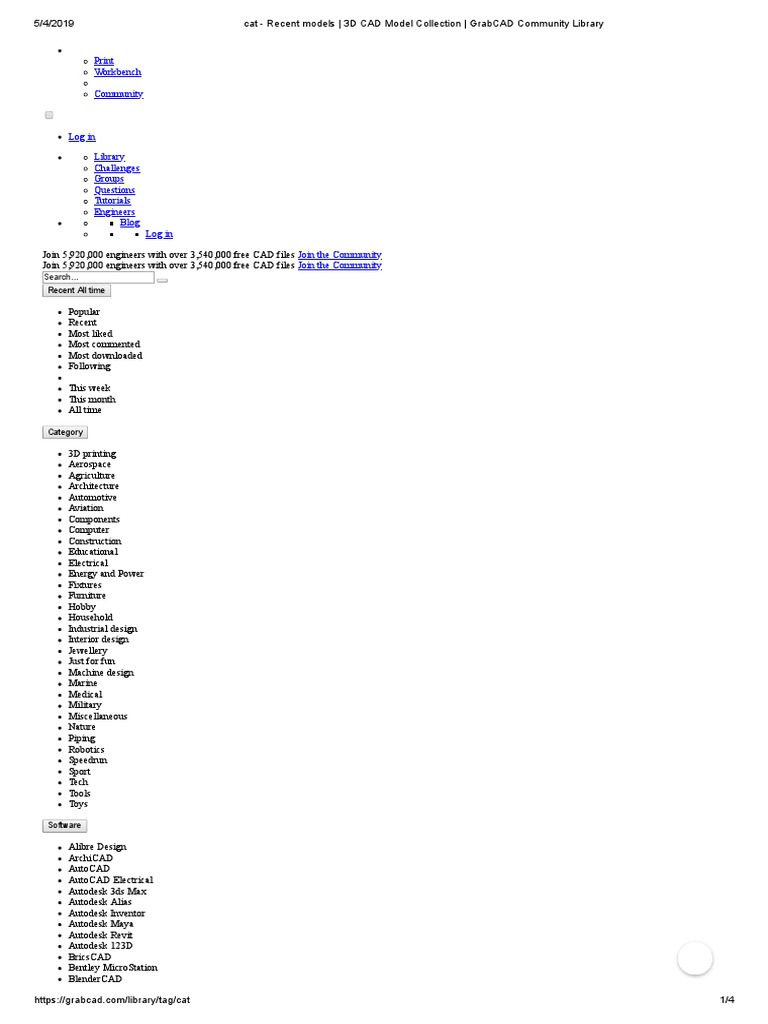 Cat - Recent Models - 3D CAD Model Collection - GrabCAD Community ...