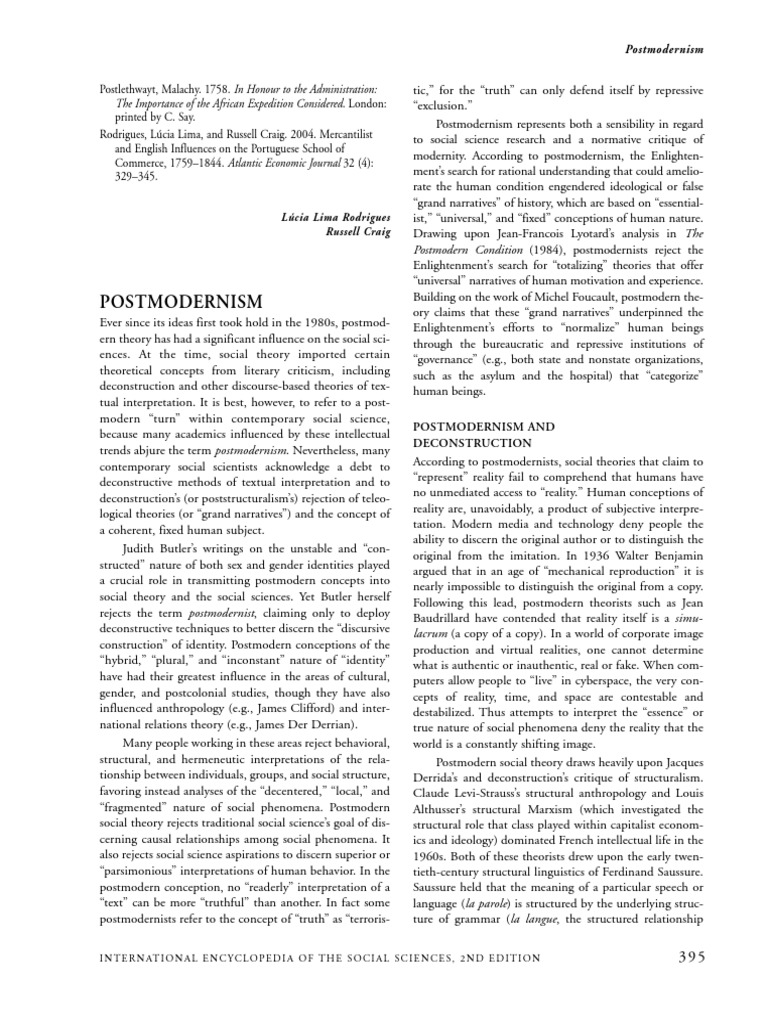 Postmodernism Definition | PDF | Postmodernism | Social Theory
