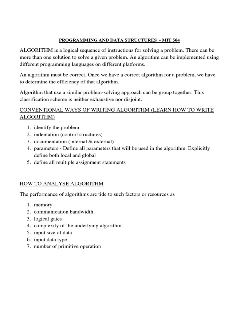 A Data Structures and Algorithm Notes - Final | PDF | Array Data ...