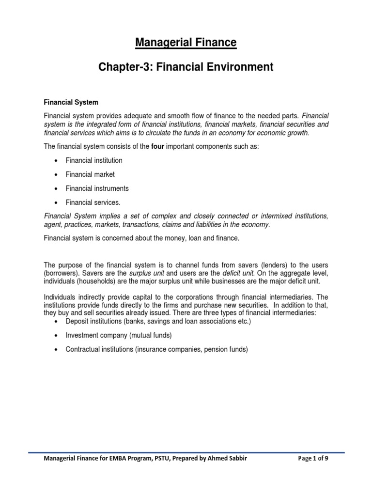 Chapter 3 Finance | PDF | Financial Markets | Financial Intermediary