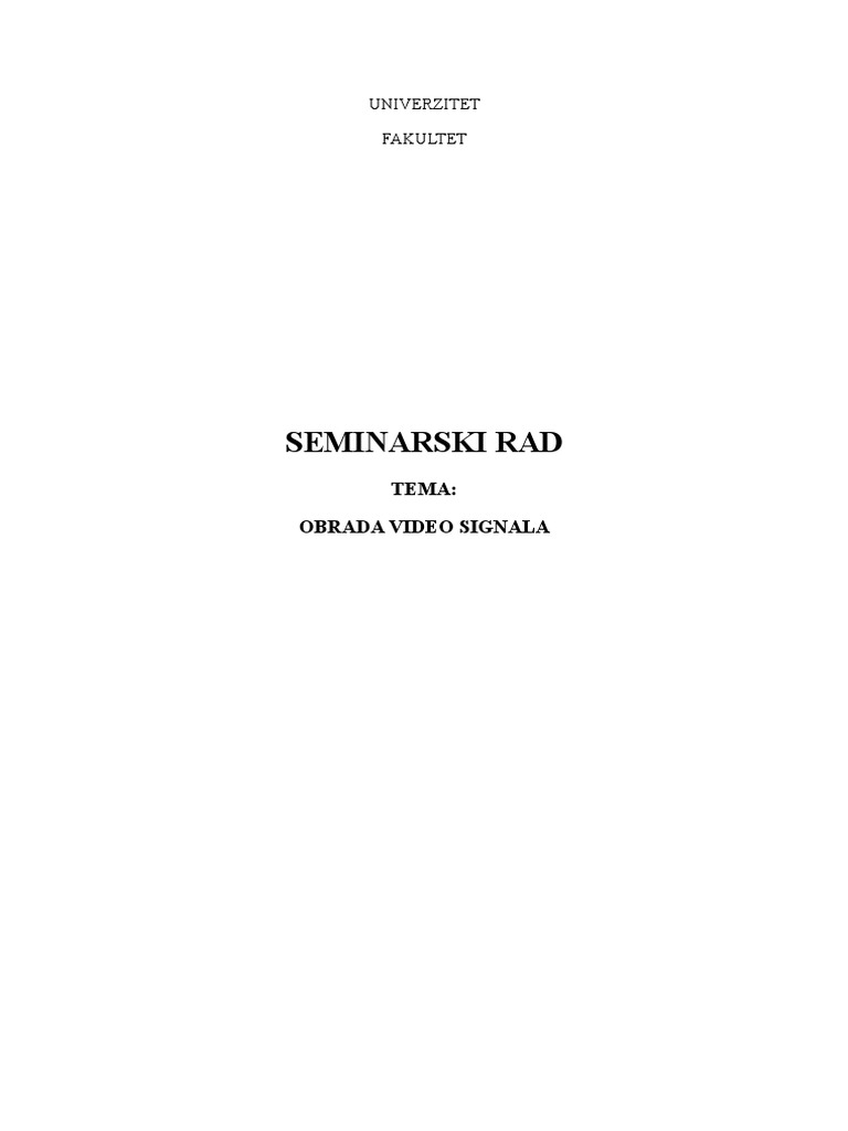Obrada Video Signala | PDF