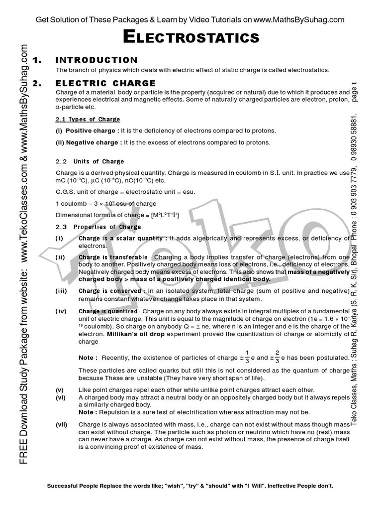Electrostatics Type 2 PART 1 of 3 ENG | PDF | Electric Charge | Electrostatics