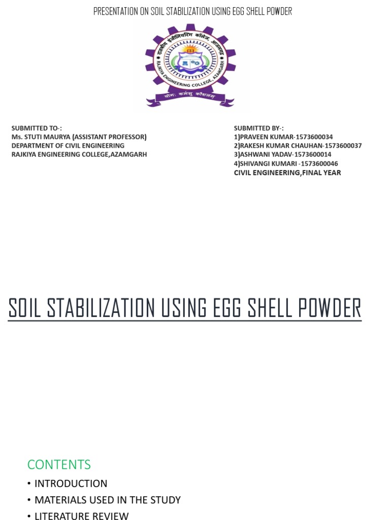 Soil Stabilization Using Egg Shell Vibh | PDF | Soil | Fly Ash