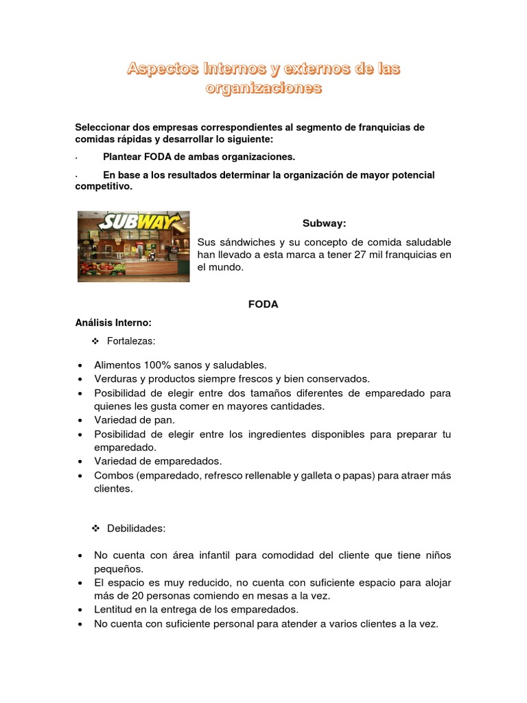 Aspectos Internos y Externos de Las Organizaciones - OLIVER BAJAÑA | PDF | Emparedado | Análisis ...