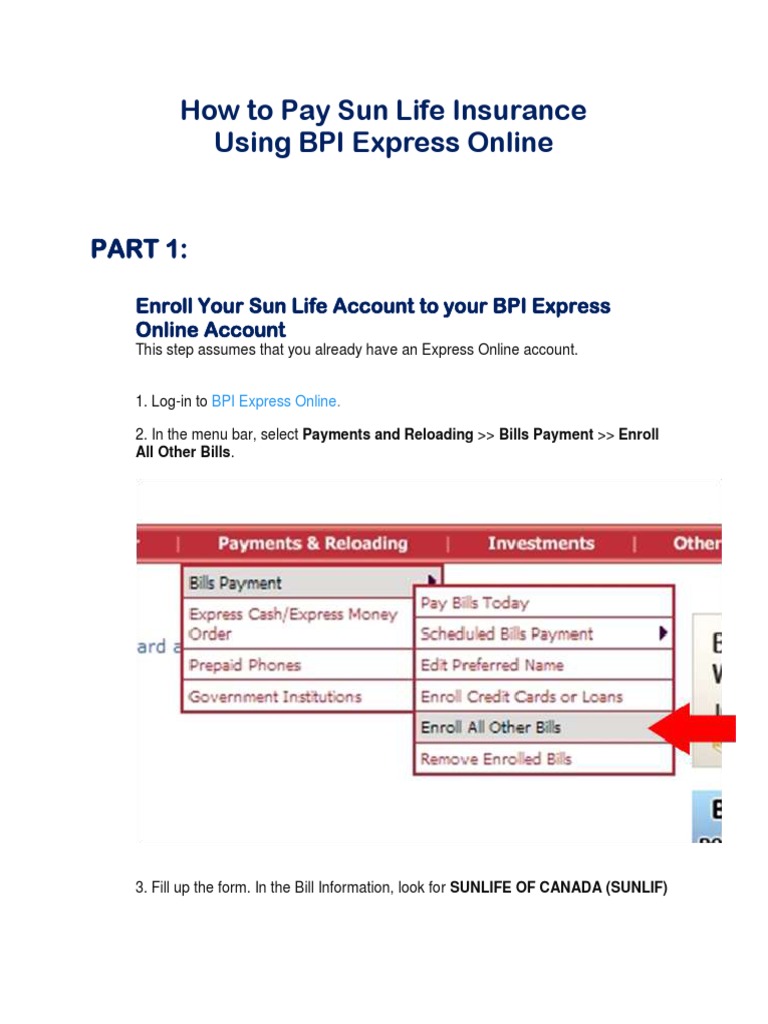 BPI How To Pay Sun Life Insurance | PDF