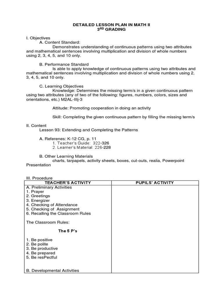 3rd Cot - 1 | PDF | Lesson Plan | Education Theory
