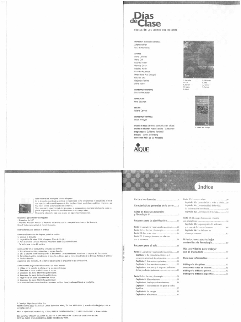 Dias de Clase. Cs. Naturales y Tecnología 9. Aique | PDF