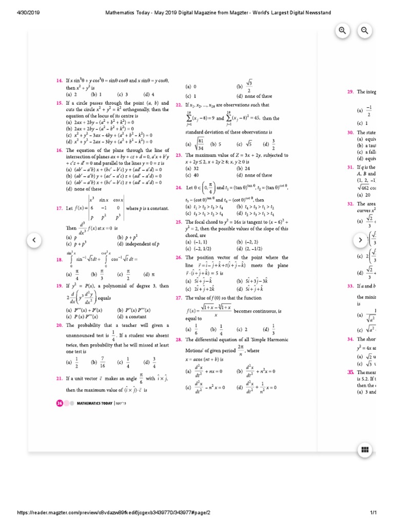 Mathematics Today - May 2019 Digital Magazine From Magzter - World's ...
