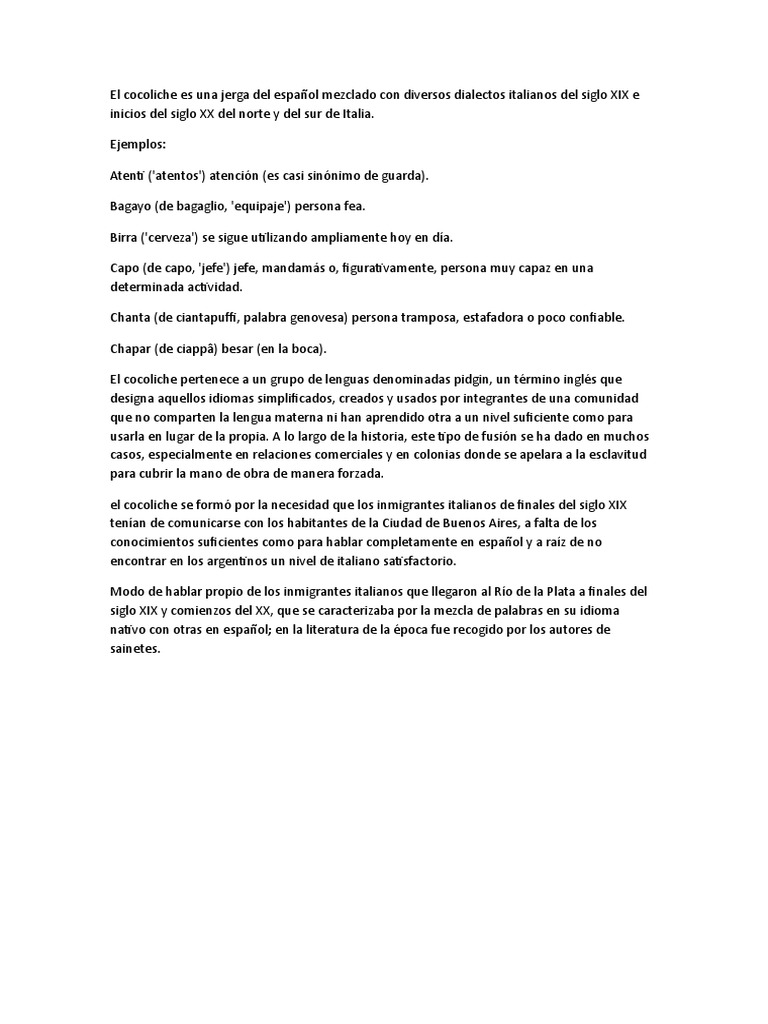 Cocoliche | PDF